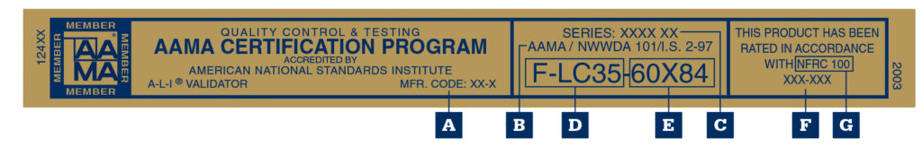 AAMA GOLD LABEL EXAMPLE - NORTHEAST WINDOWS USA