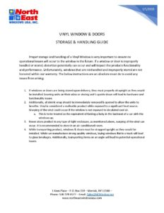 HANDLING _ STORAGE GUIDE - NORTHEAST WINDOWS USA