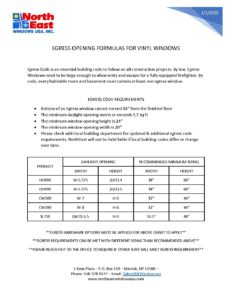 EGRESS FORMULAS - NORTHEAST WINDOWS USA